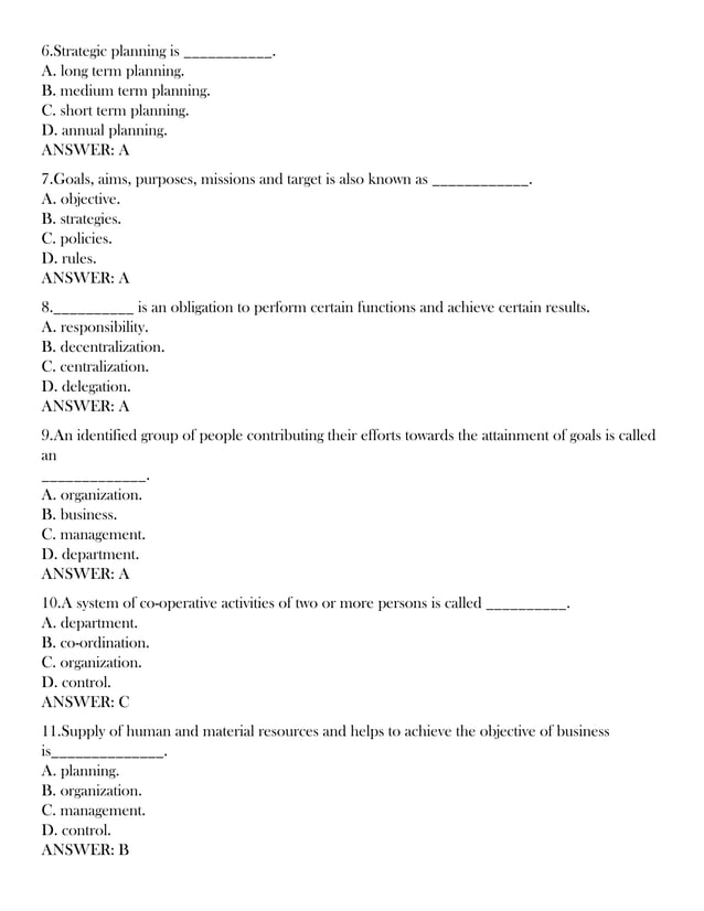 Principle of Management MCQ.pdf | Executive Leadership & Management ...