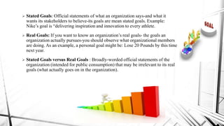 Principle of management Sumaira fatima Goals , traditional objective ...