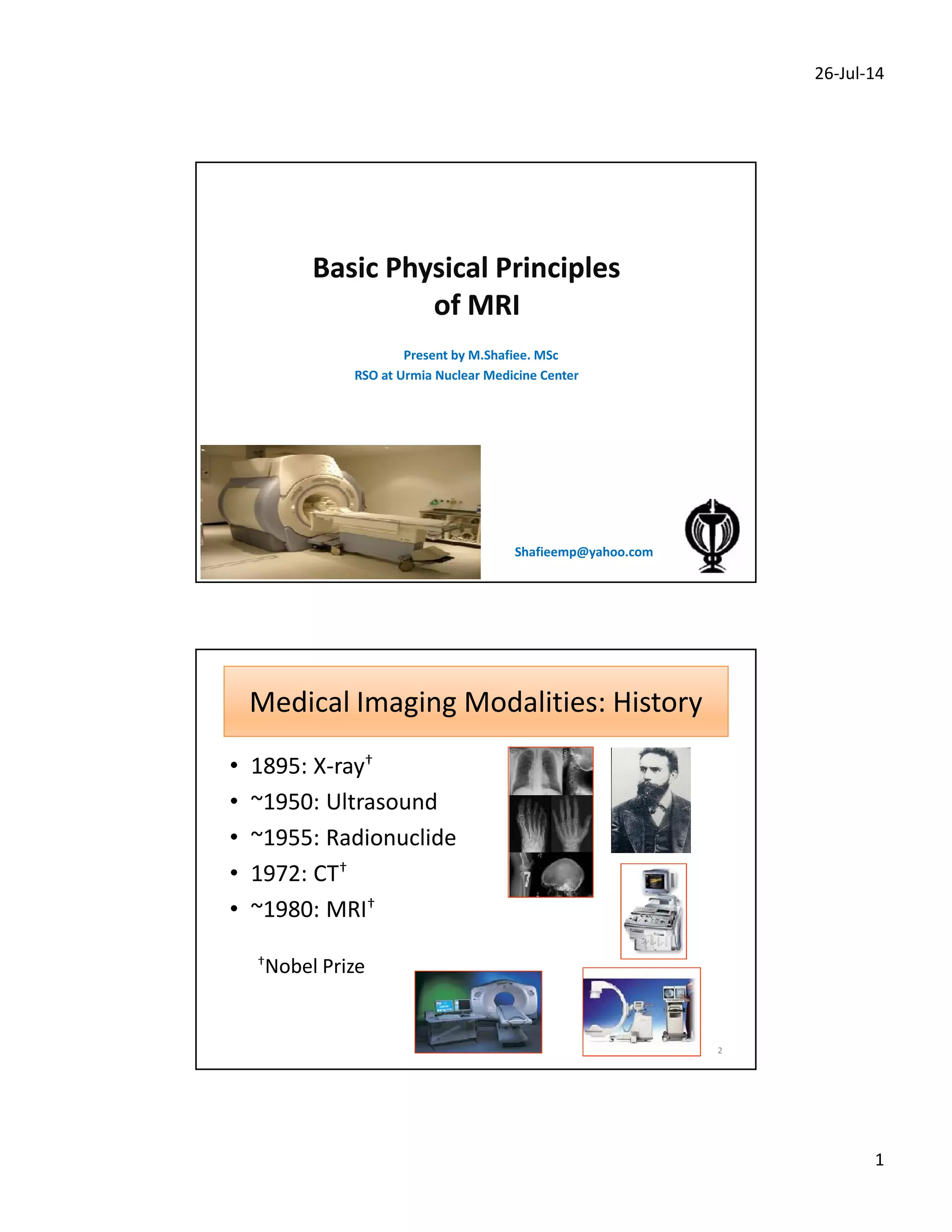 Principle of MRI Physics. Shafiee | PDF