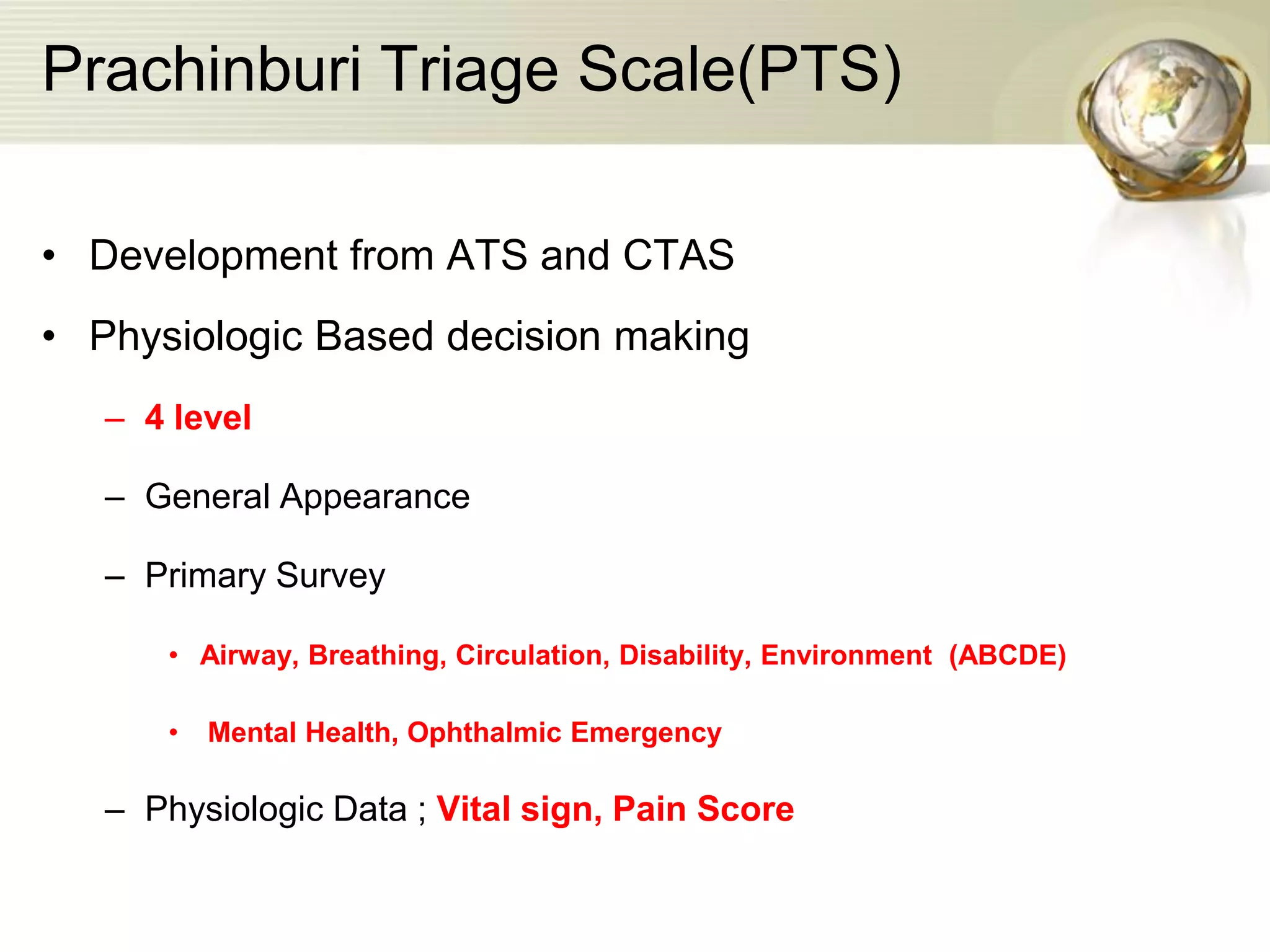 Principle Of Prachinburi Triage Scale(Pts) | PDF