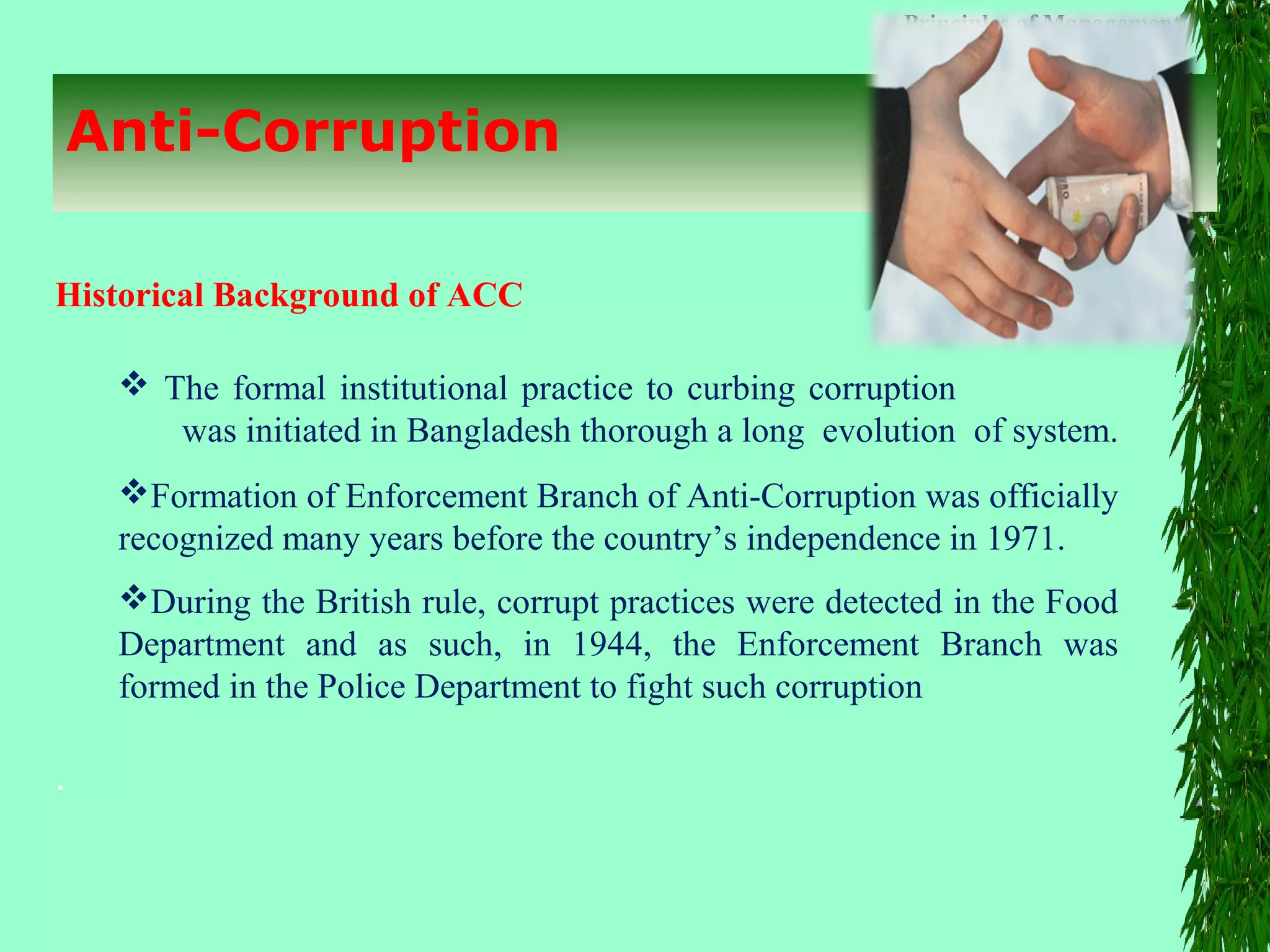 Principle of prevention of corruption and anti corruption regulatory framework in bangladesh ...