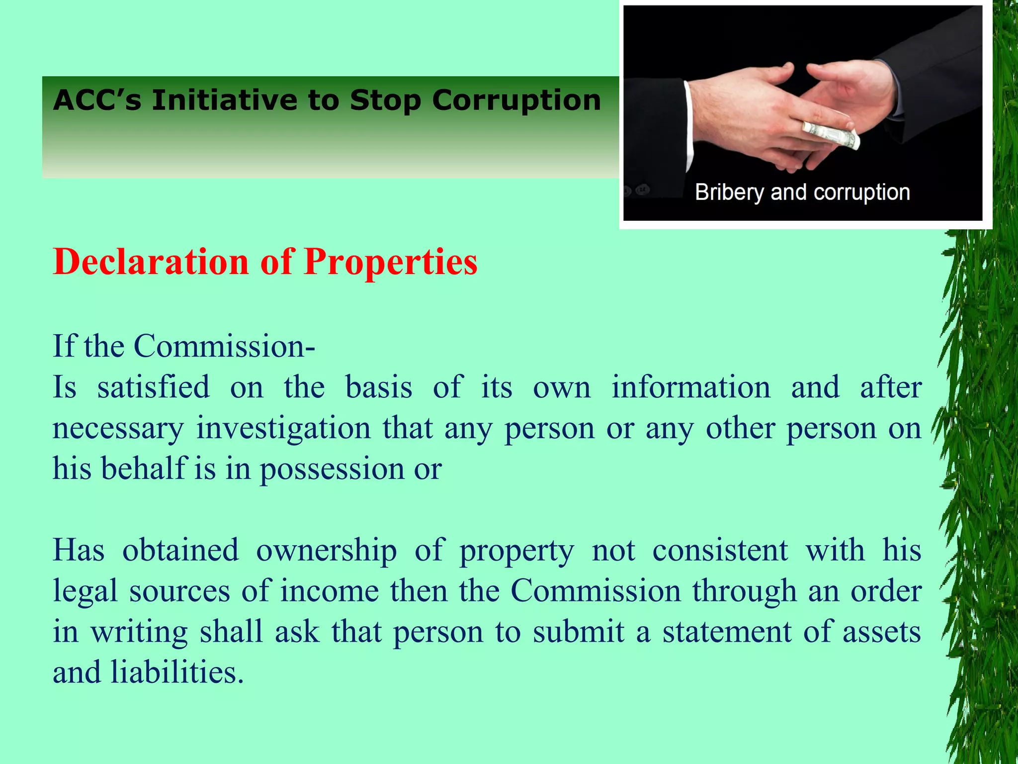 Principle of prevention of corruption and anti corruption regulatory ...