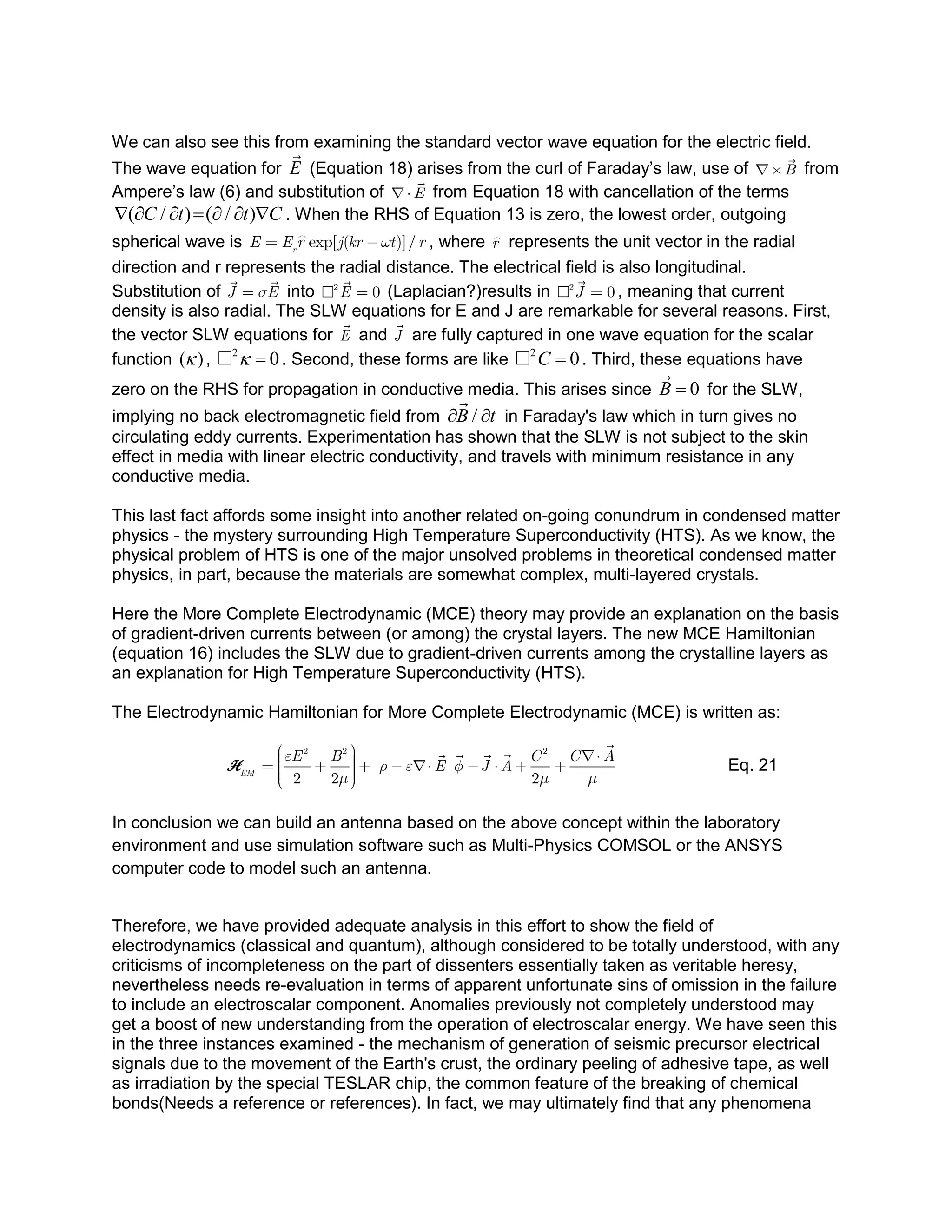 Principle of Scalar Electrodynamics Phenomena, Dr. Bahman Zohuri | PDF