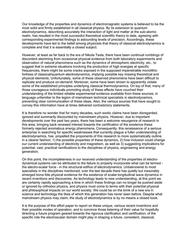 Principle of Scalar Electrodynamics Phenomena, Dr. Bahman Zohuri | PDF ...