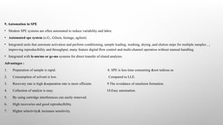 solid phase extraction, principle,steps,types,instrumentation.pptx