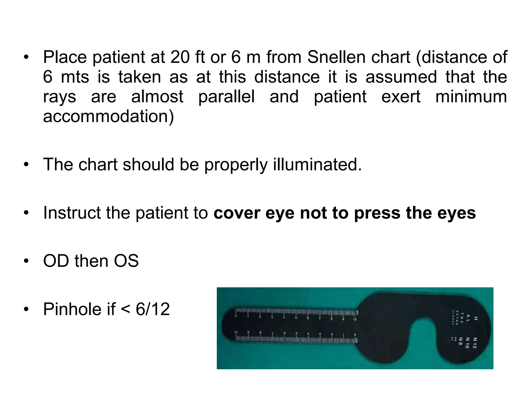 Principle of visual acuity charts class | PPT