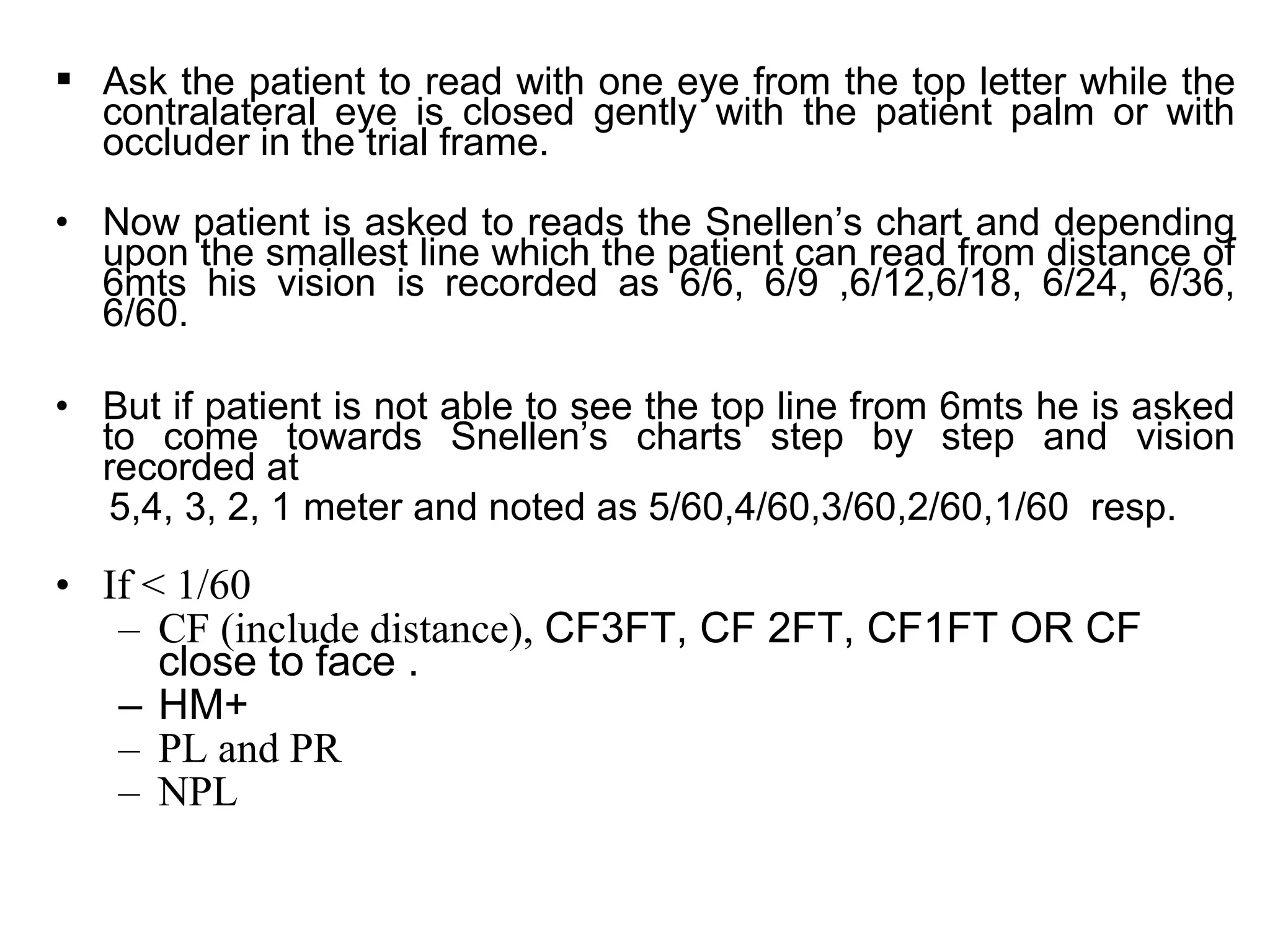 Principle of visual acuity charts class | PPT