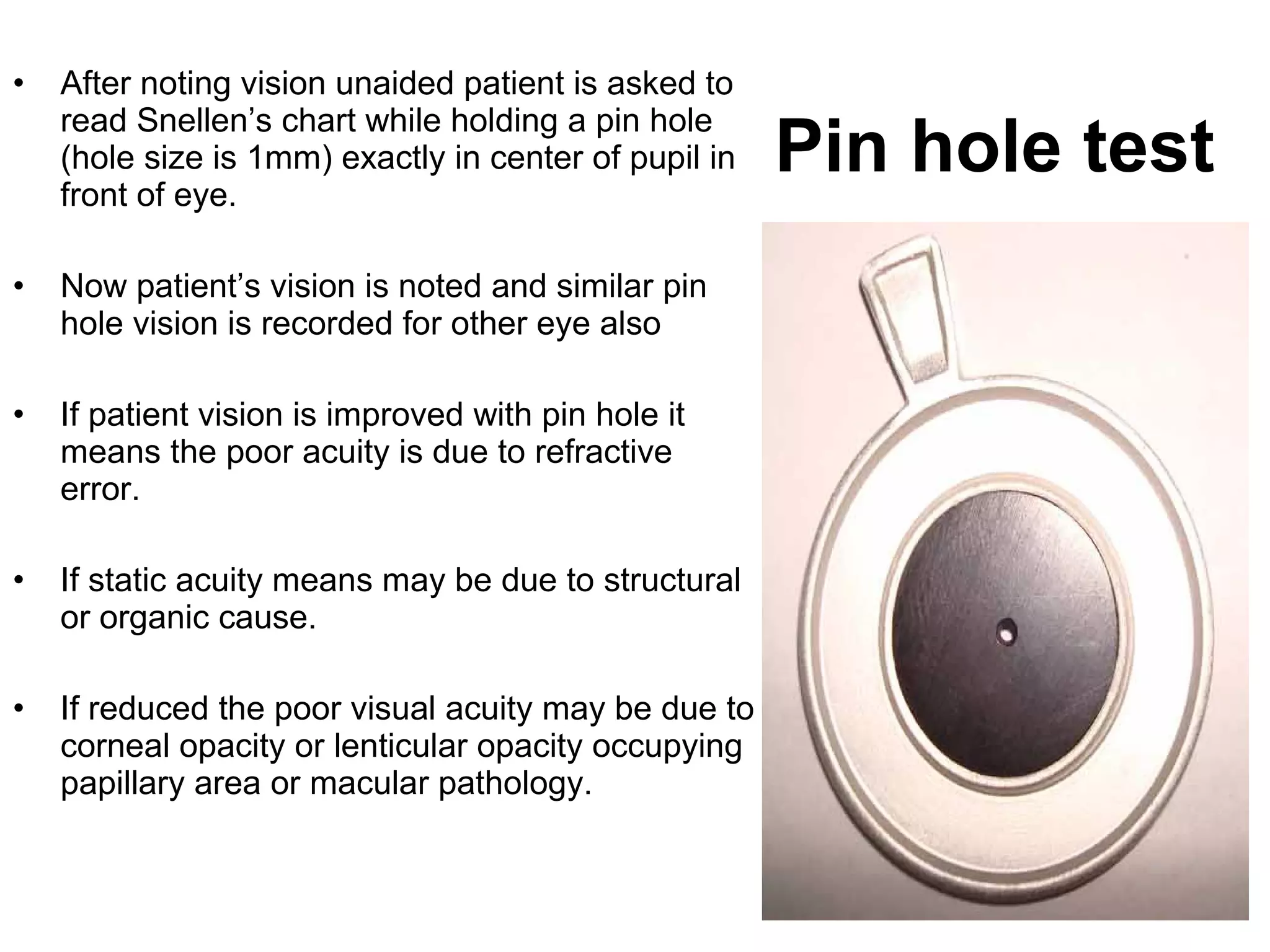 Principle of visual acuity charts class | PPT