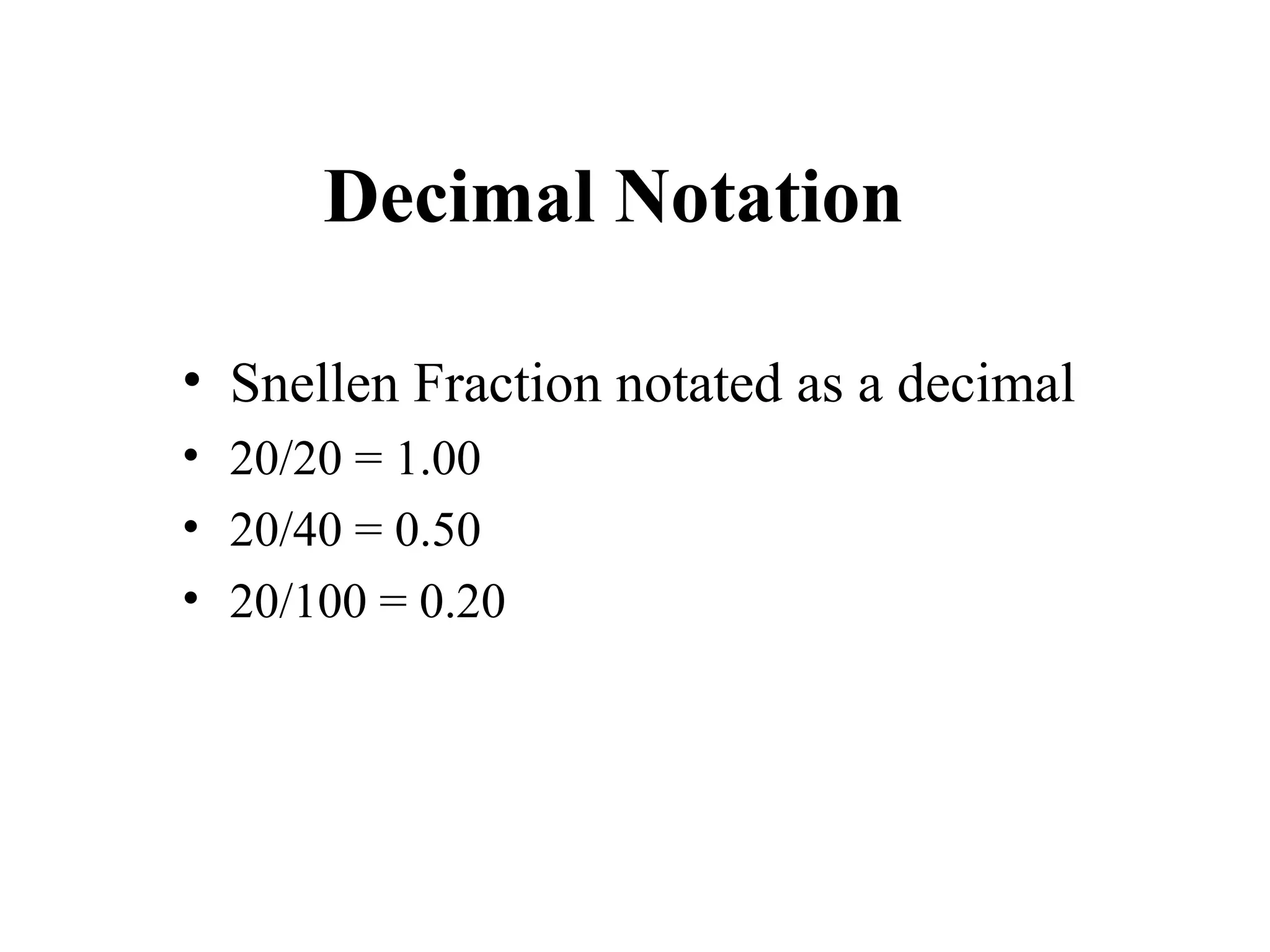 Principle of visual acuity charts class | PPT