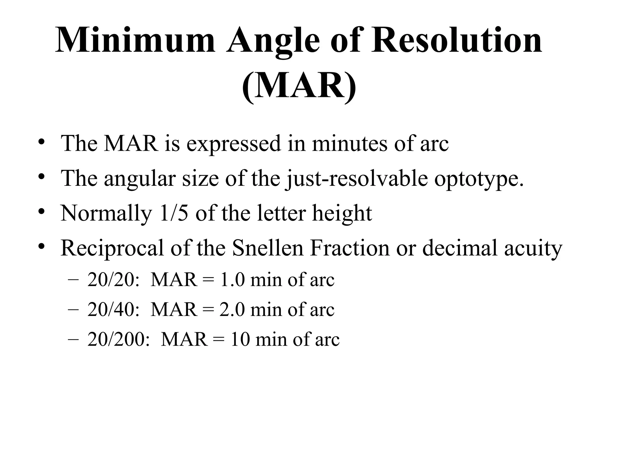 Principle of visual acuity charts class | PPT