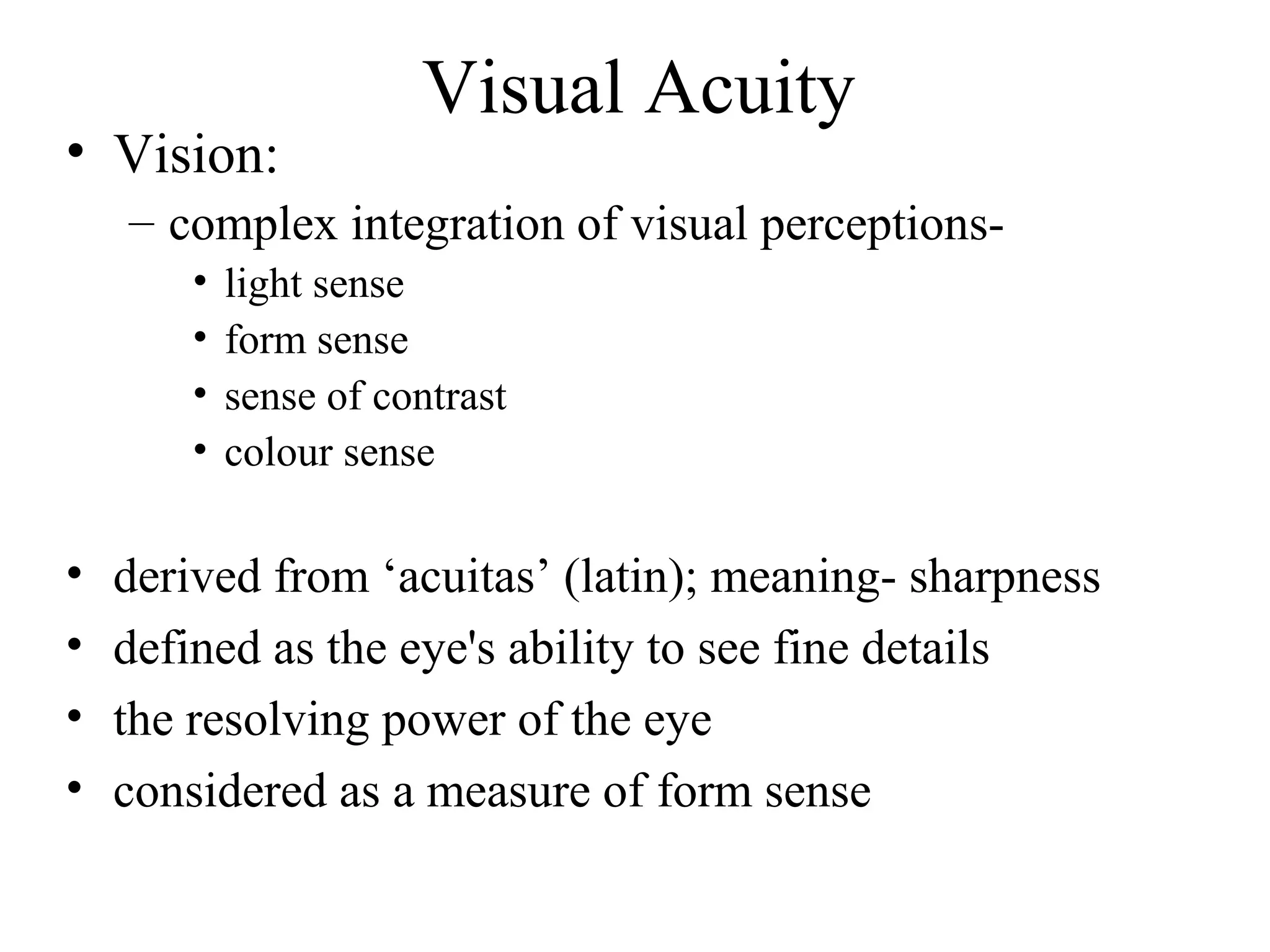 Principle of visual acuity charts class | PPT