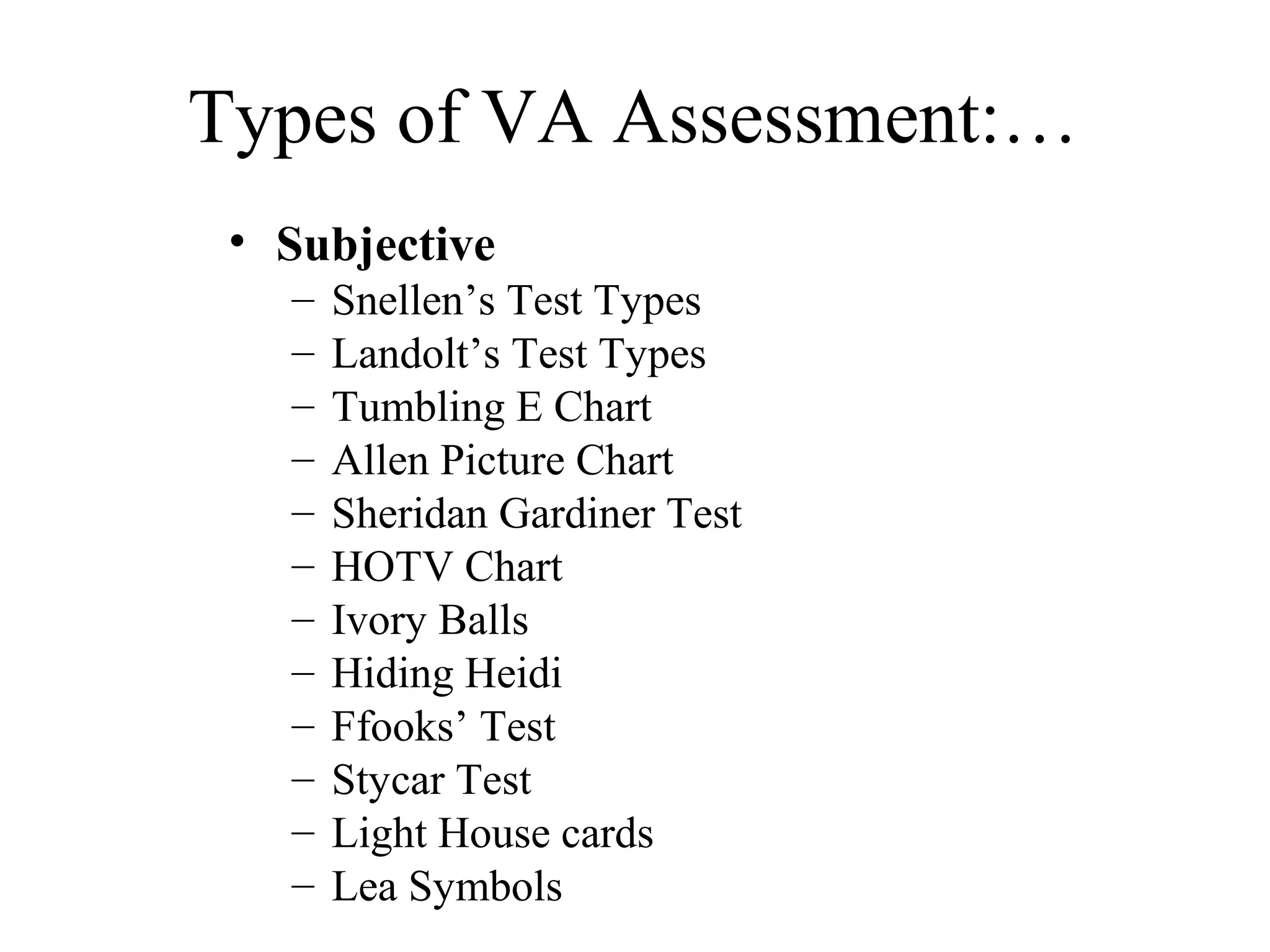 Principle of visual acuity charts class | PPT