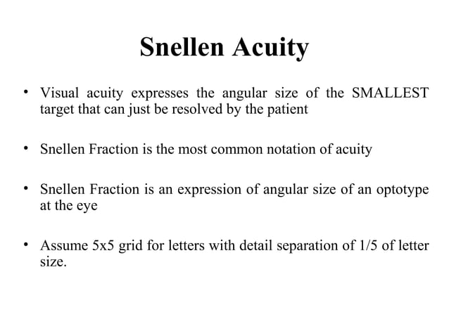 Principle of visual acuity charts class | PPT