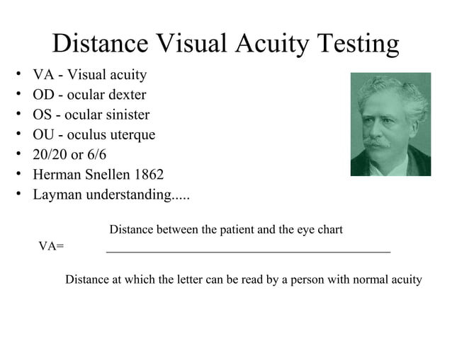 Principle of visual acuity charts class | PPT