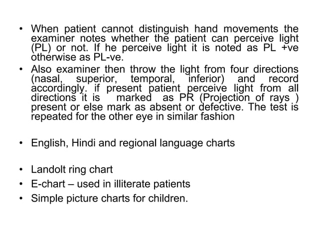 Principle of visual acuity charts class | PPT