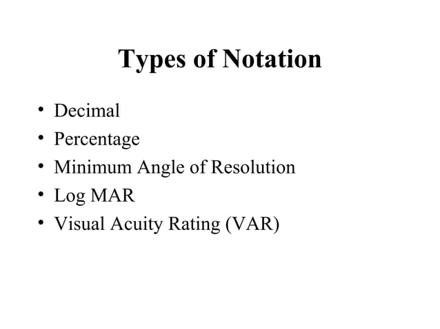 Principle of visual acuity charts class | PPT