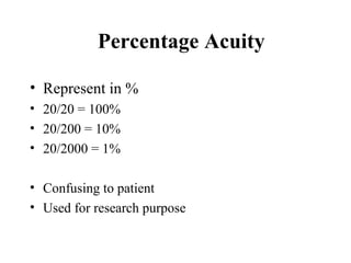 Principle of visual acuity charts class | PPT