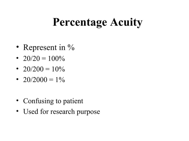 Principle of visual acuity charts class | PPT