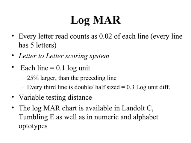 Principle of visual acuity charts class | PPT