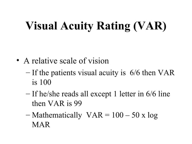 Principle of visual acuity charts class | PPT