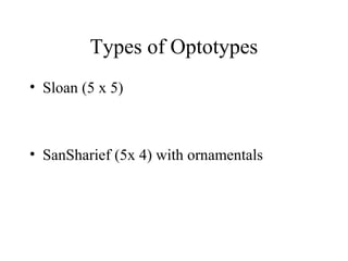 Principle of visual acuity charts class | PPT
