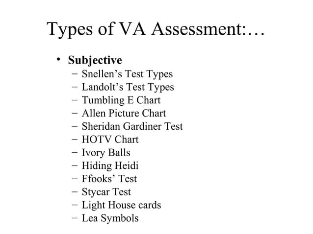 Principle of visual acuity charts class | PPT