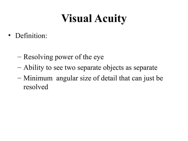 Principle of visual acuity charts class