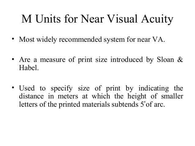 Principle of visual acuity charts class