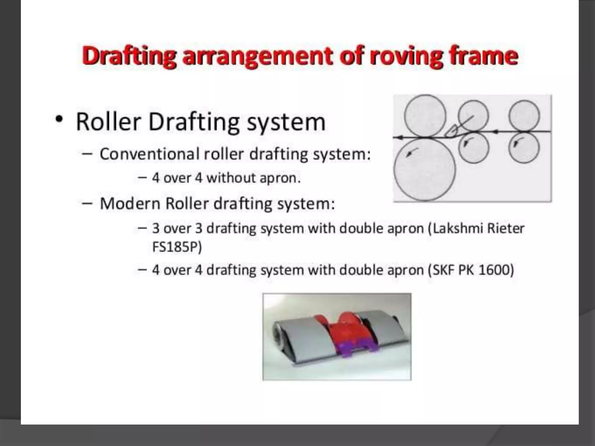 DRAFTING IN VARIOUS SPINING MACHINE Principle of yarn manufacturing | PPTX