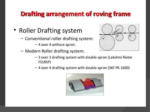 DRAFTING IN SPINNING PROCESS Principle of yarn manufacturing pdf | PPTX