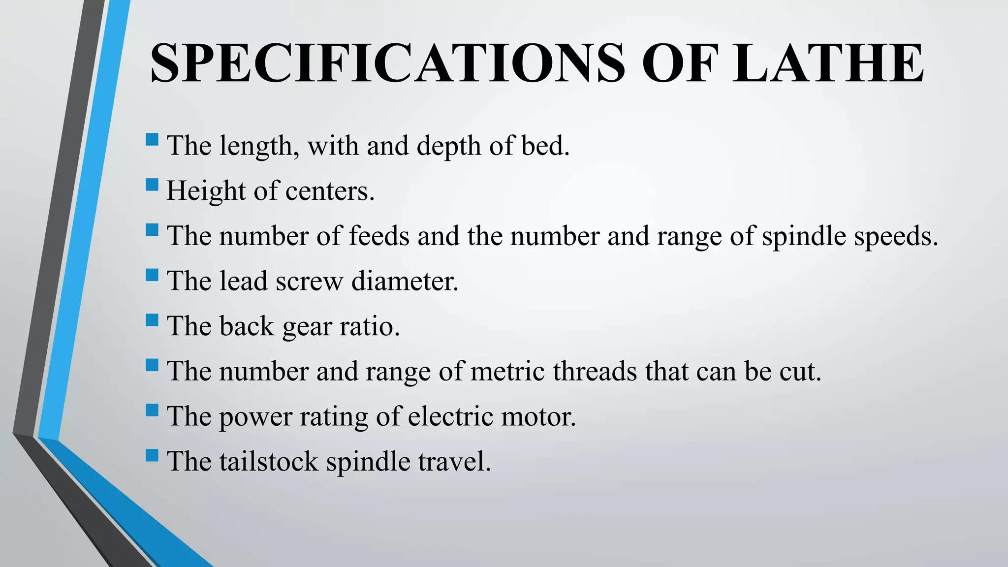 Principle Parts of a Lathe | PPTX