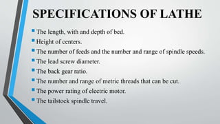 Principle Parts of a Lathe | PPTX