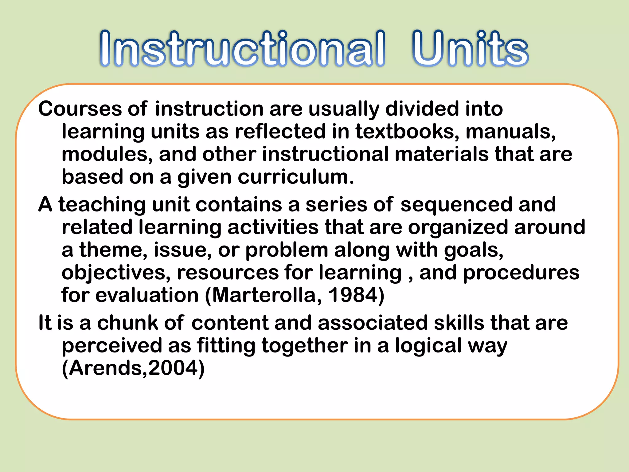 developing instructional units and daily plans | PPTX