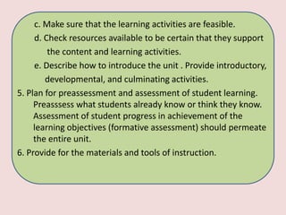 developing instructional units and daily plans | PPTX