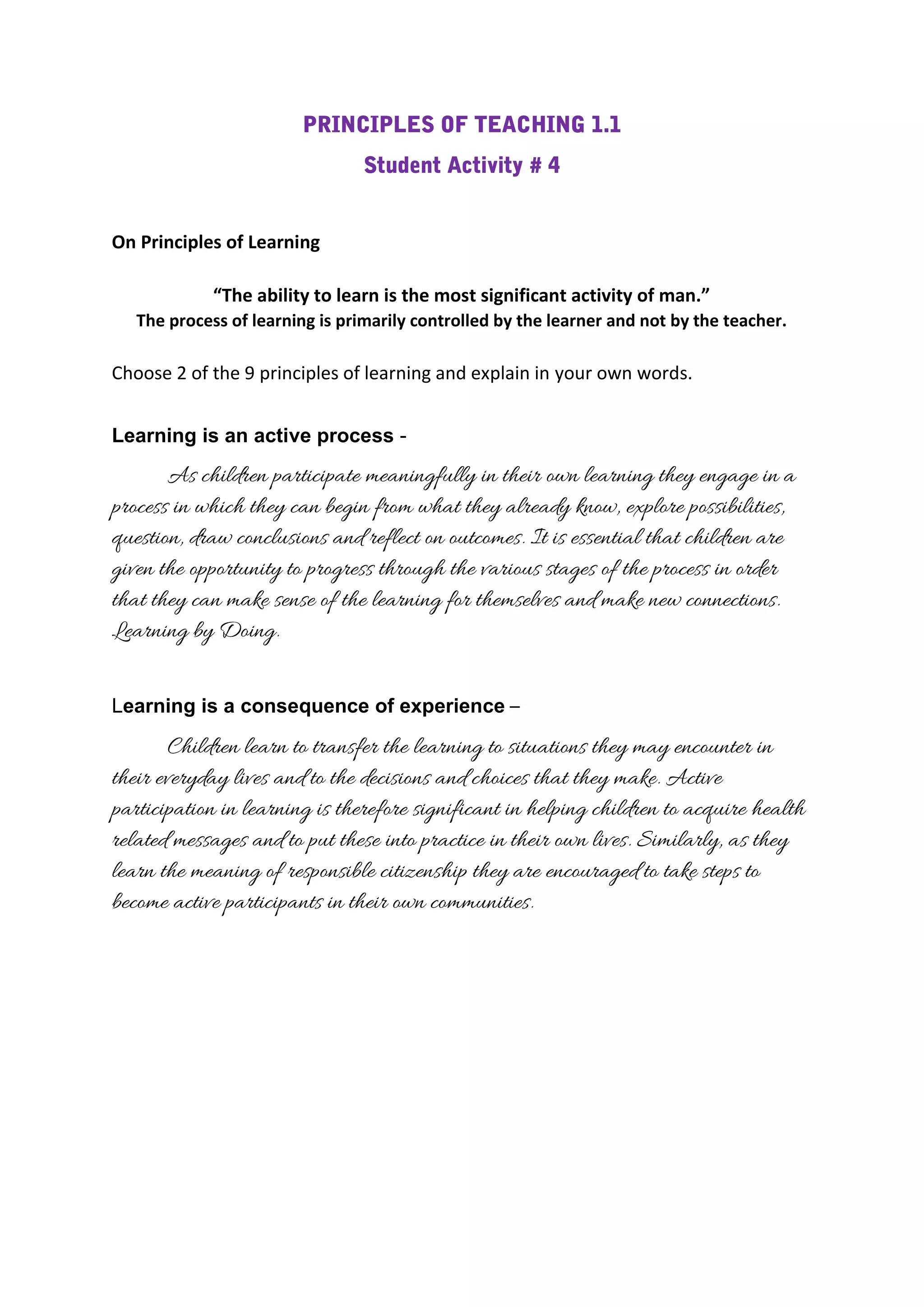 Principles of Teaching | PDF