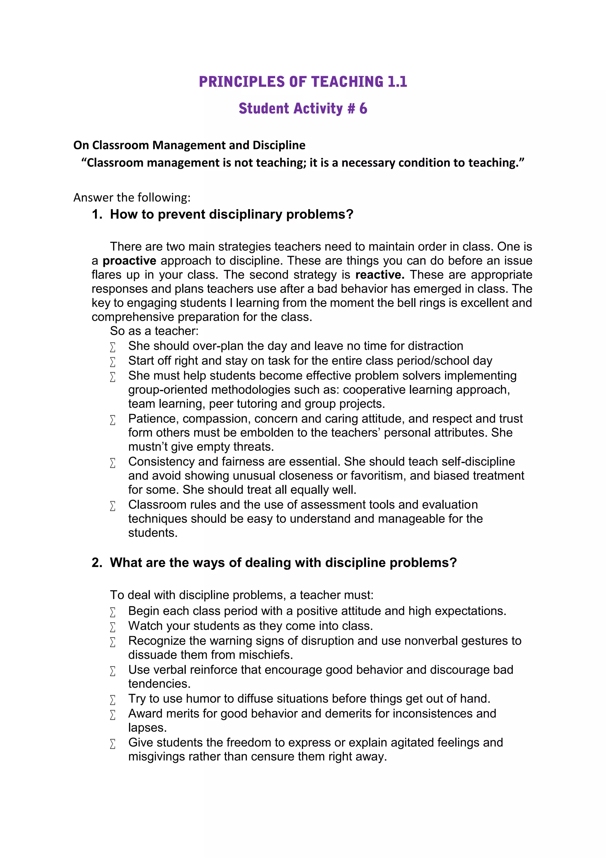 Principles of Teaching | PDF | Professional School | Postgraduate Education