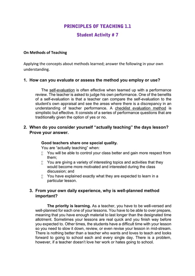 Principles of Teaching | PDF | Professional School | Postgraduate Education