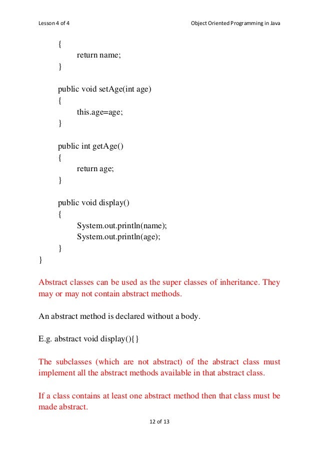 Principles Of Object Oriented Programming