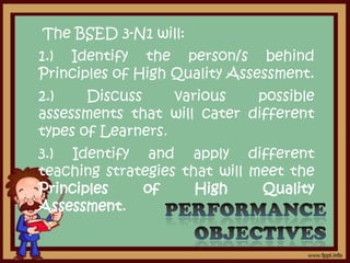 Principles of high quality assessment | PPTX