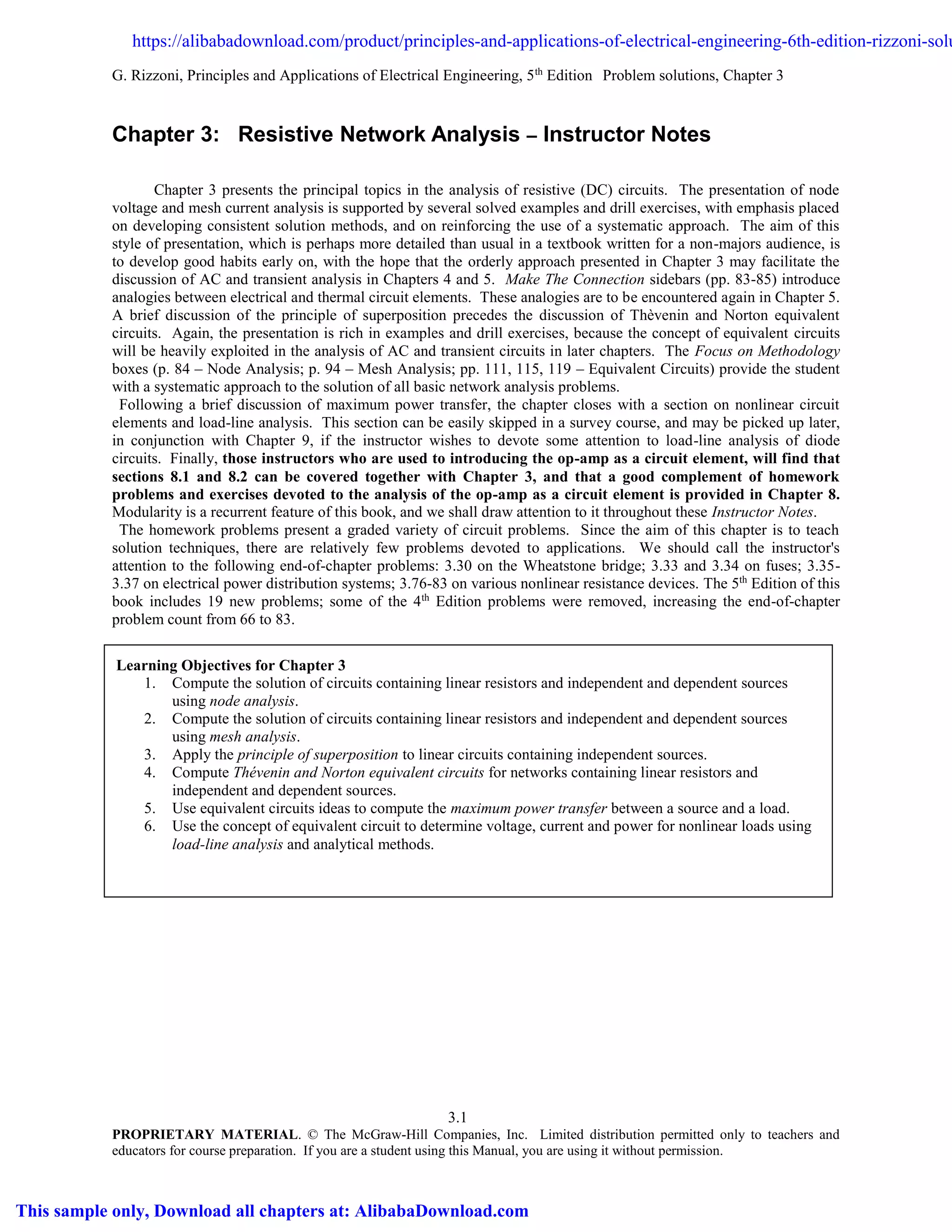 Principles And Applications of Electrical Engineering 6th Edition Rizzoni Solutions Manual | PDF