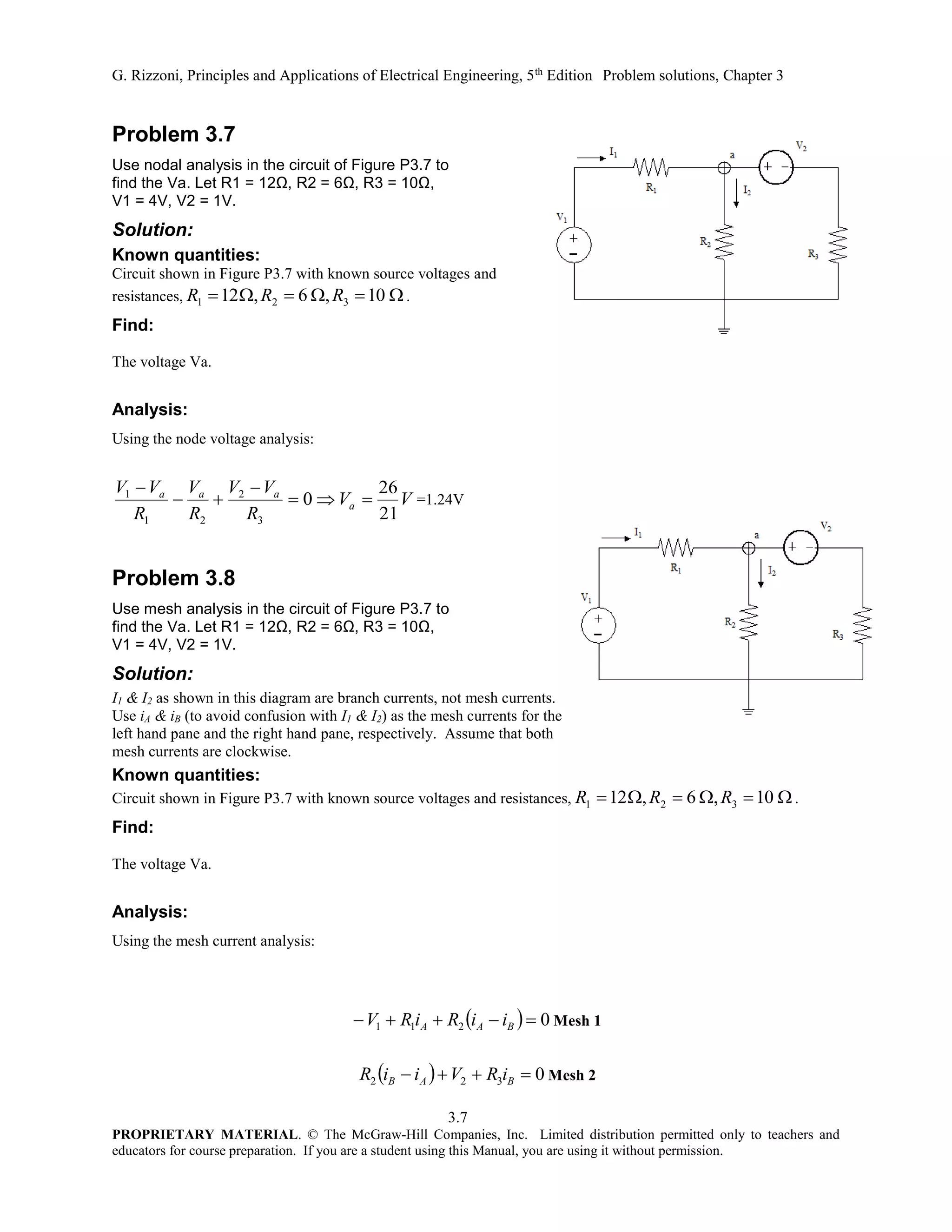 Principles And Applications of Electrical Engineering 6th Edition Rizzoni Solutions Manual | PDF