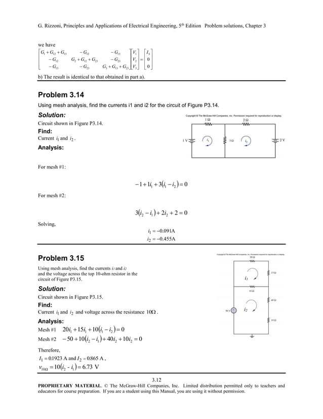 Principles And Applications of Electrical Engineering 6th Edition Rizzoni Solutions Manual | PDF