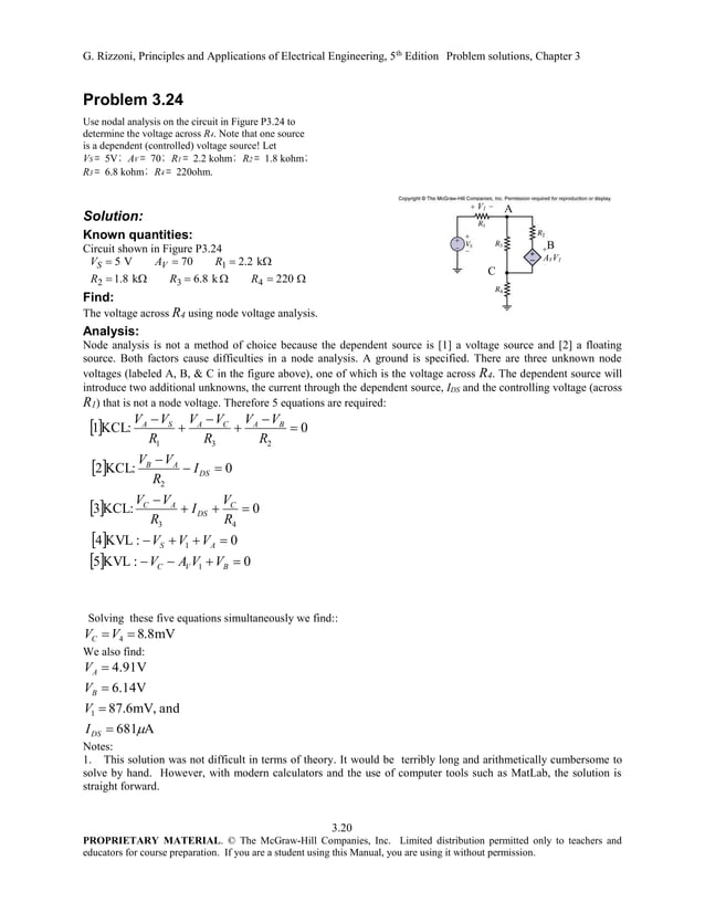 Principles And Applications of Electrical Engineering 6th Edition Rizzoni Solutions Manual | PDF