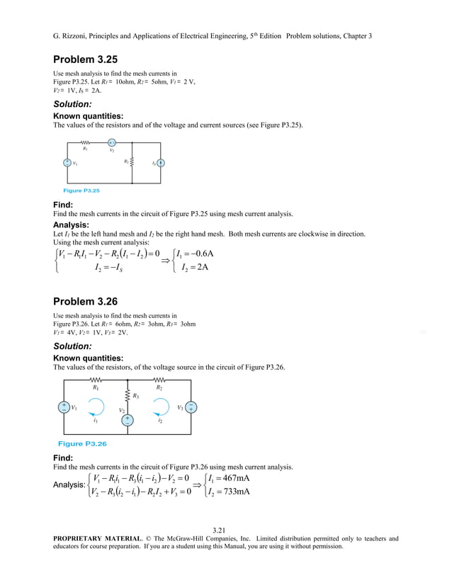 Principles And Applications of Electrical Engineering 6th Edition Rizzoni Solutions Manual | PDF