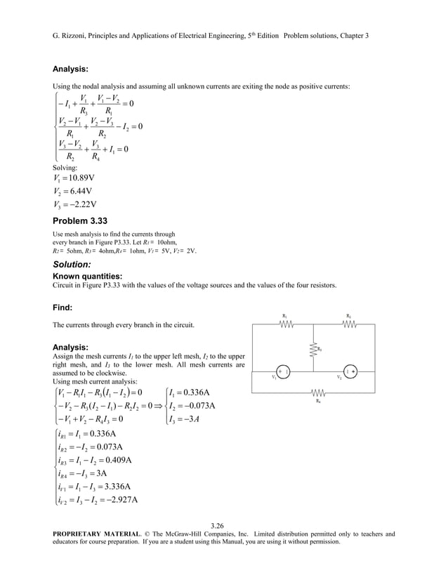 Principles And Applications of Electrical Engineering 6th Edition Rizzoni Solutions Manual | PDF
