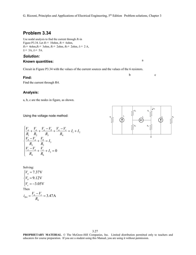Principles And Applications of Electrical Engineering 6th Edition Rizzoni Solutions Manual | PDF