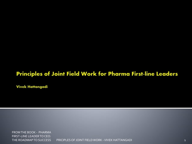 Principles of Joint Field Work for Pharma First-line Leaders in India ...