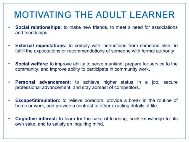 Principles of Adult Learning