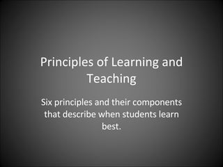 Principles Of Learning And Teaching | PPT