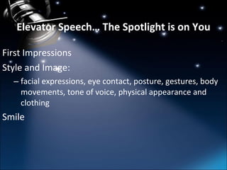 Principles of Presentation Delivery- Developing Your Elevator Speech | PPT